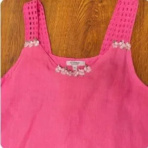 Rosemarine | Dresses | Rosemarine 0 Italian Linen Pink Dress W Floral ...